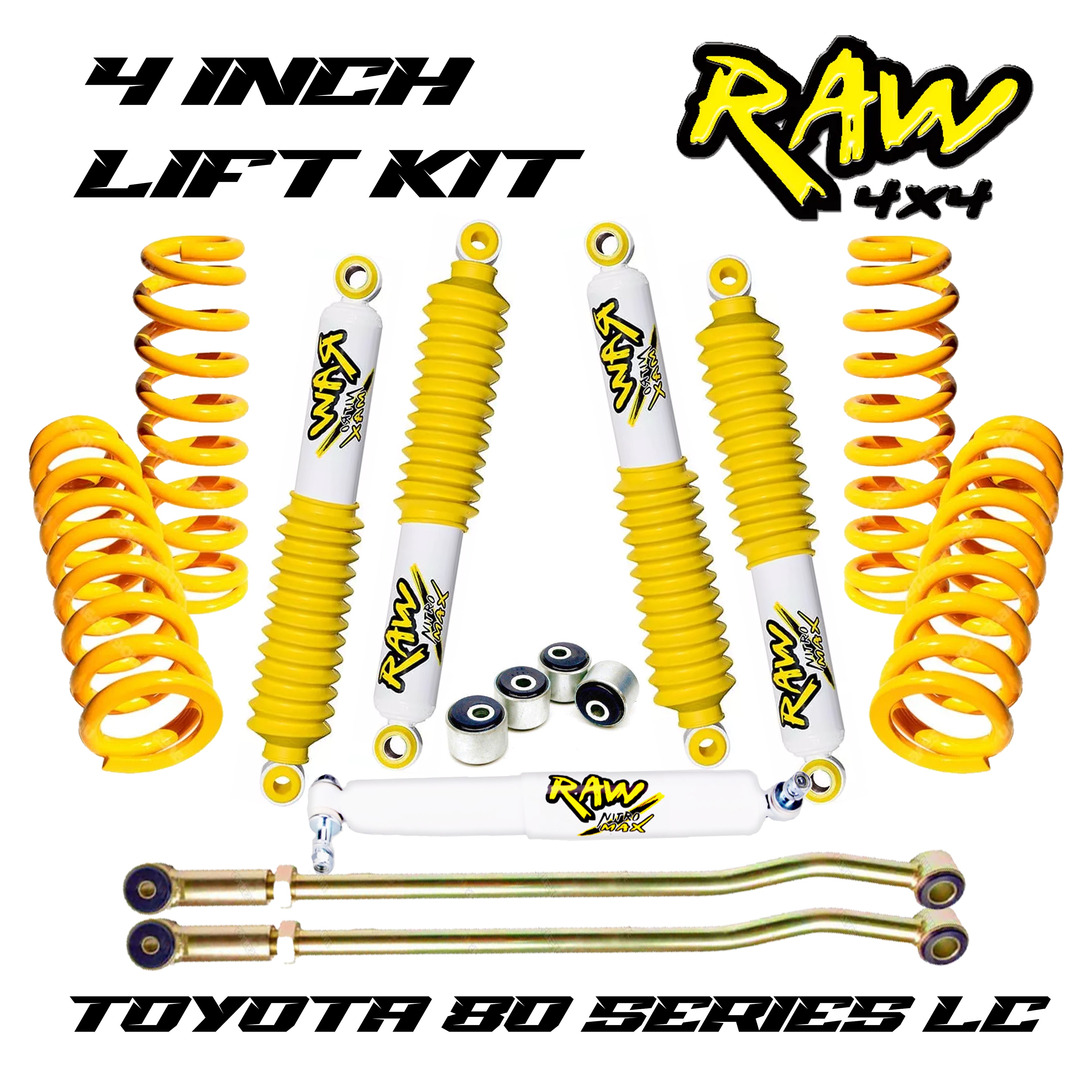 RAW 4x4 4" 100mm NITROMAX Heavy Duty Lift Kit - Toyota 80 Series Landc ...