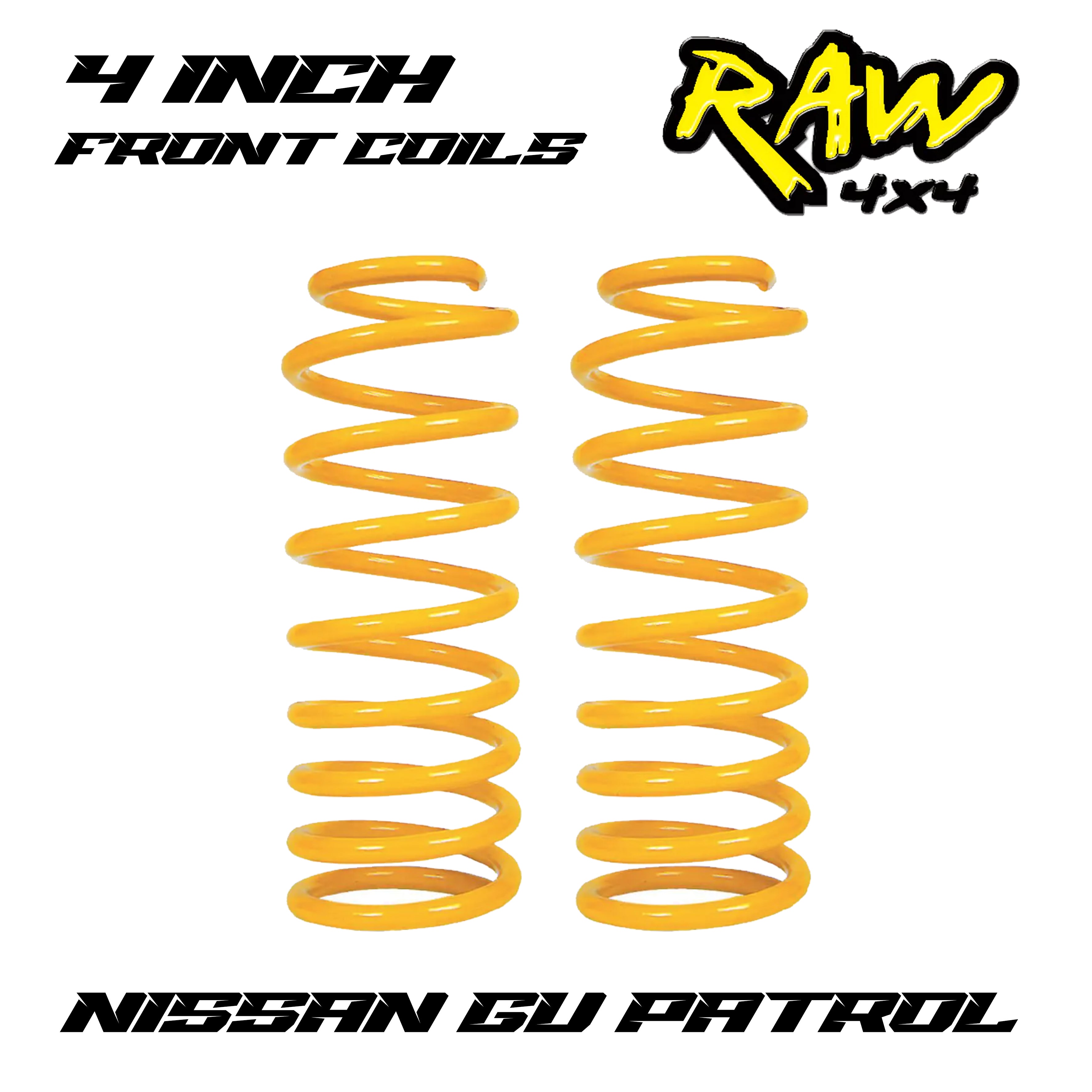 RAW 4x4 4" 100mm Front Coil Springs (Pair) - Nissan GU Y61 Patrol (199 ...