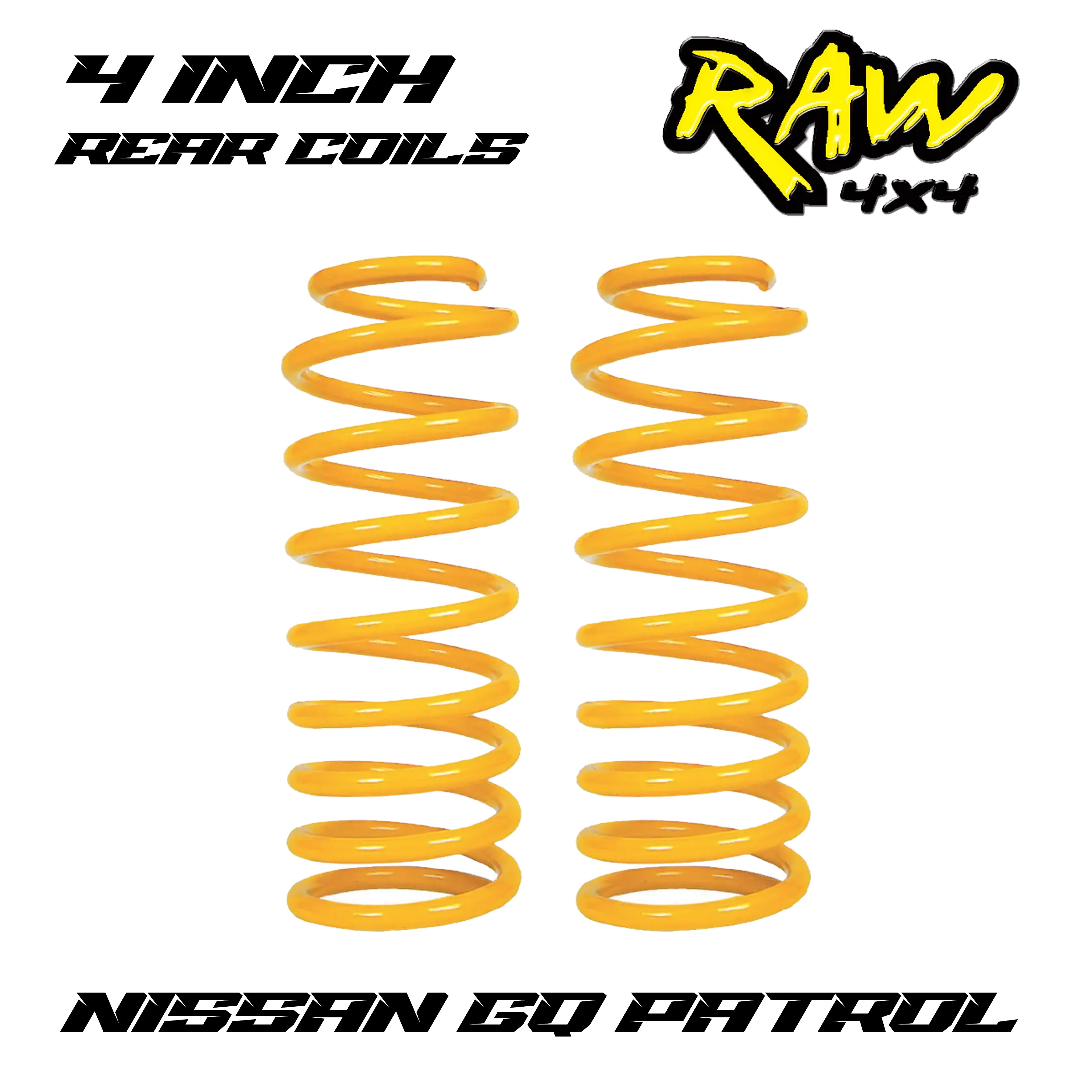 RAW 4x4 4" 100mm Rear Coil Springs (Pair) - Nissan GQ Y60 Patrol (1988 ...